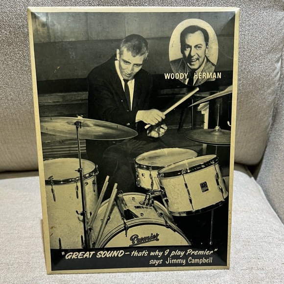 Accents | Woody Herman Playing Drums Metal Picture With Stand | Poshmark